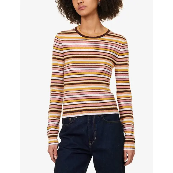 REFORMATION Striped Cashmere Crew Neck Jumper
