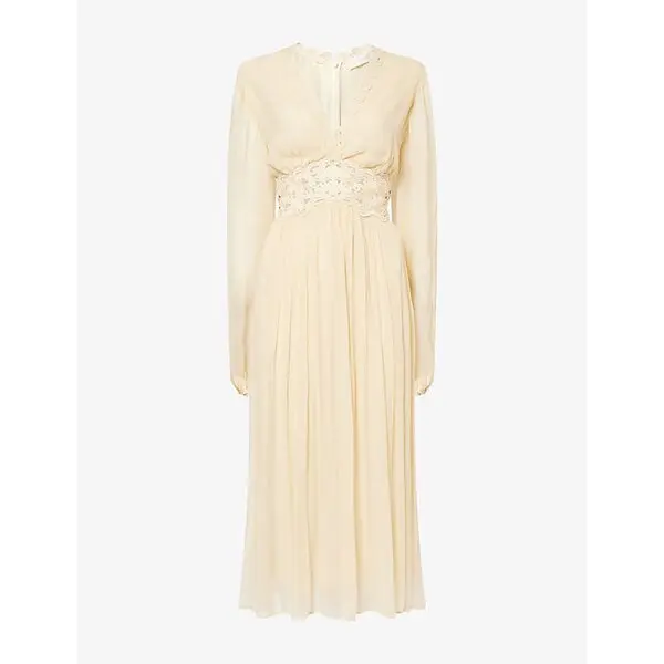 Zimmermann Luna Embroidered Woven Midi Dress - Cream