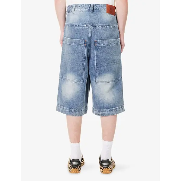 GODMADE Crystal Embellished Cotton Denim Shorts