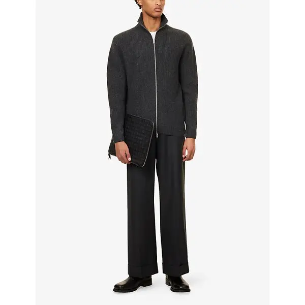 John Smedley Mallam Zip-up Cashmere And Wool-blend Jumper