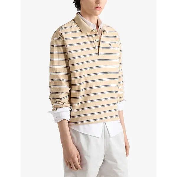 Prada Striped Cotton Pique Polo Shirt - Neutral