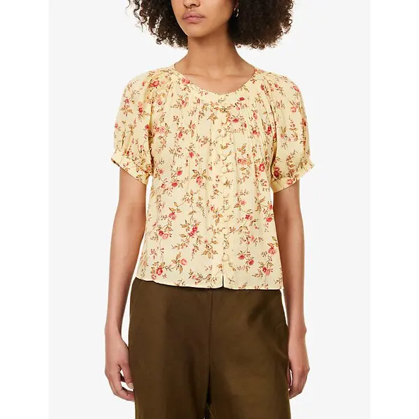 REFORMATION Calia Flora-printed Cotton-blend Top