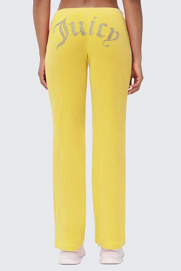Juicy Couture Big Bling Washed Terry Track Pants - Buttercup