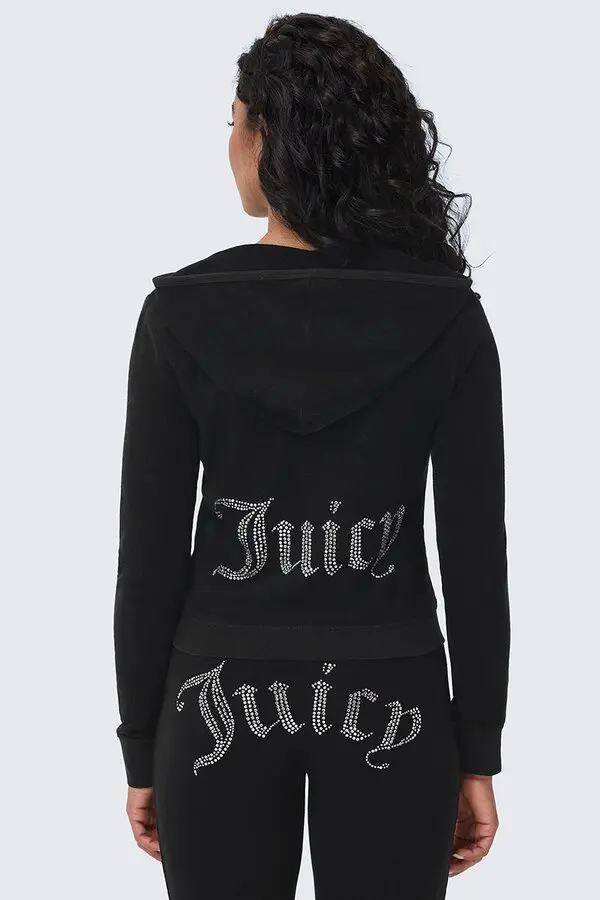Juicy Couture Washed Terry Zip Up Hoodie - Liquorice