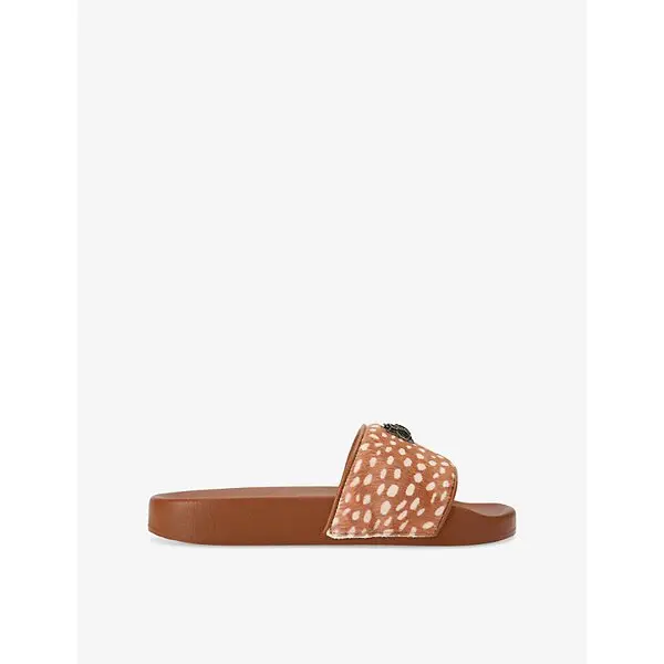 Kurt Geiger Meena Eagle Leather Slides - Camel/oth