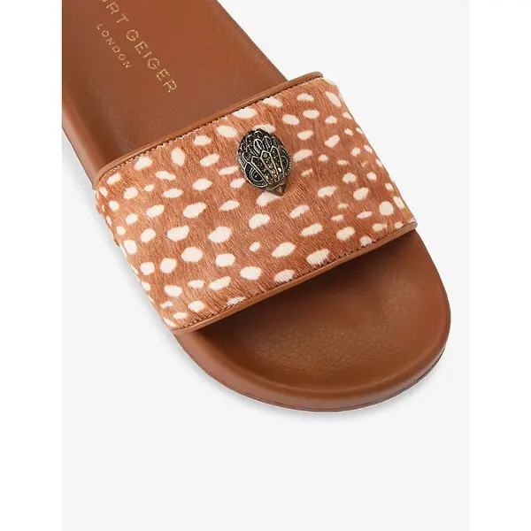 Kurt Geiger Meena Eagle Leather Slides - Camel/oth
