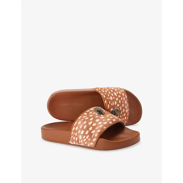 Kurt Geiger Meena Eagle Leather Slides - Camel/oth
