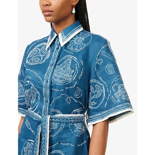 ALEMAIS Lucky Belted Linen Mini Dress