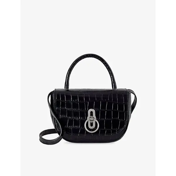 Mulberry Amberley Small Croc-effect Leather Top-handle Bag