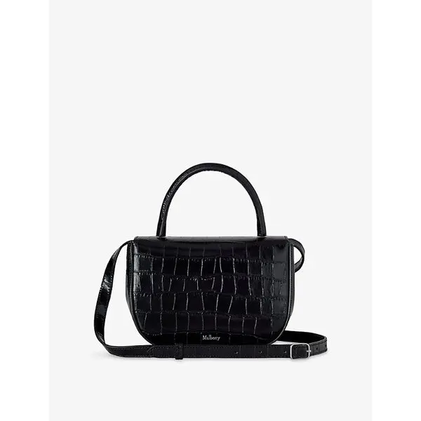 Mulberry Amberley Small Croc-effect Leather Top-handle Bag