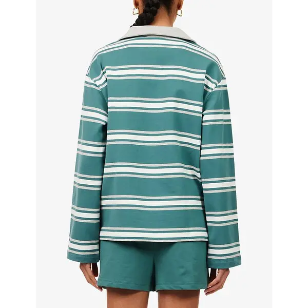 4TH & RECKLESS Darcy Striped Cotton-jersey Rugby Top
