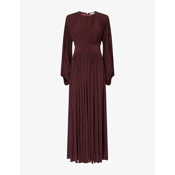 Zimmermann Luna Draped Jersey Maxi Dress - Mahogany