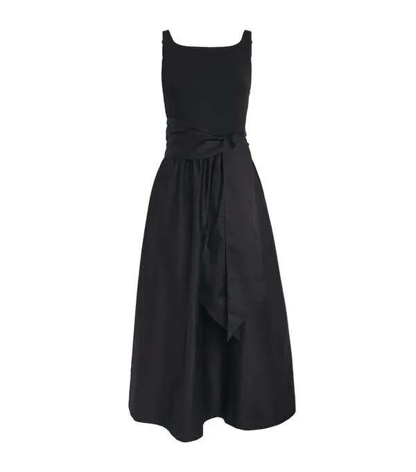 ME+EM Jersey And Poplin Fit + Flare Midi Dress - Black