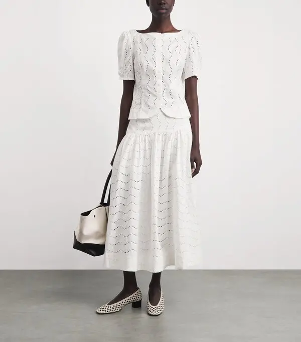 Polo Ralph Lauren Cotton Eyelet Puff Sleeve Blouse