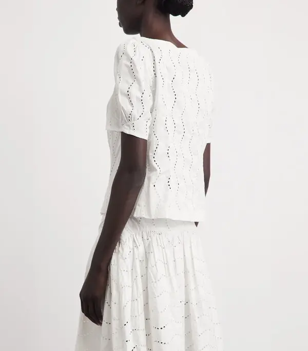 Polo Ralph Lauren Cotton Eyelet Puff Sleeve Blouse