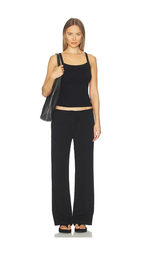 Donni. The Baby Rib Square Neck Tank - Black