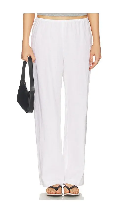 Donni. The Linen Simple Pant - White
