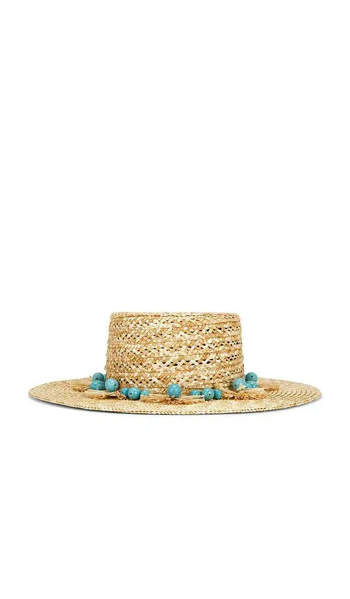 Lele Sadoughi Poms Straw Hat