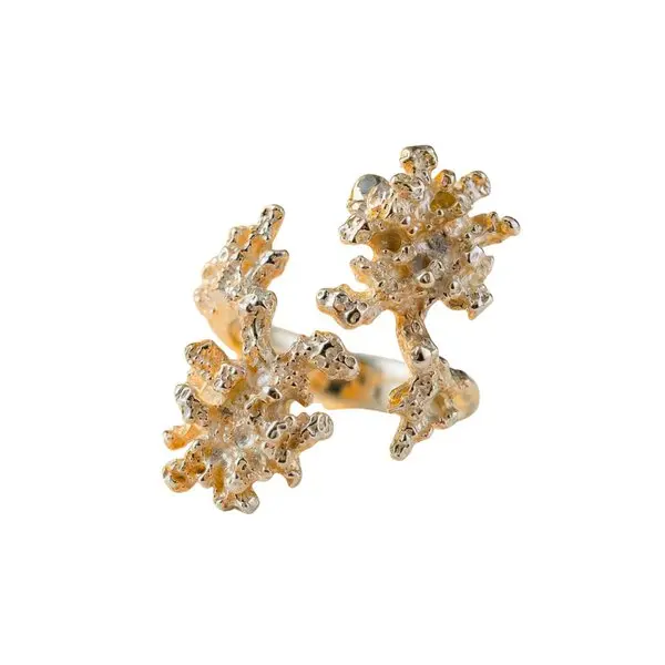 DAINTY LONDON Saltwater Coral Adjustable Statement Ring - Gold