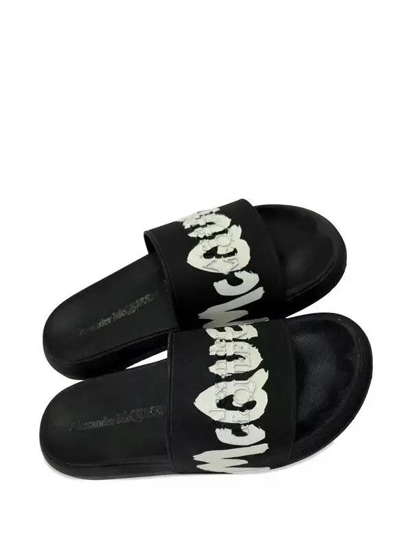 Alexander McQueen Graffiti Logo Slide Sandals