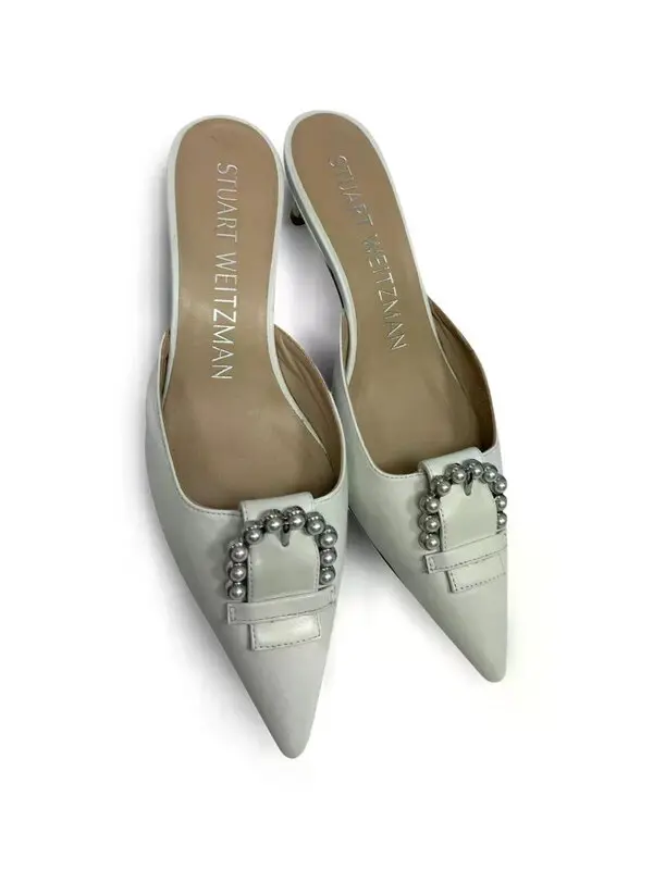 STUART WEITZMAN Buckle-embellished Leather Mules