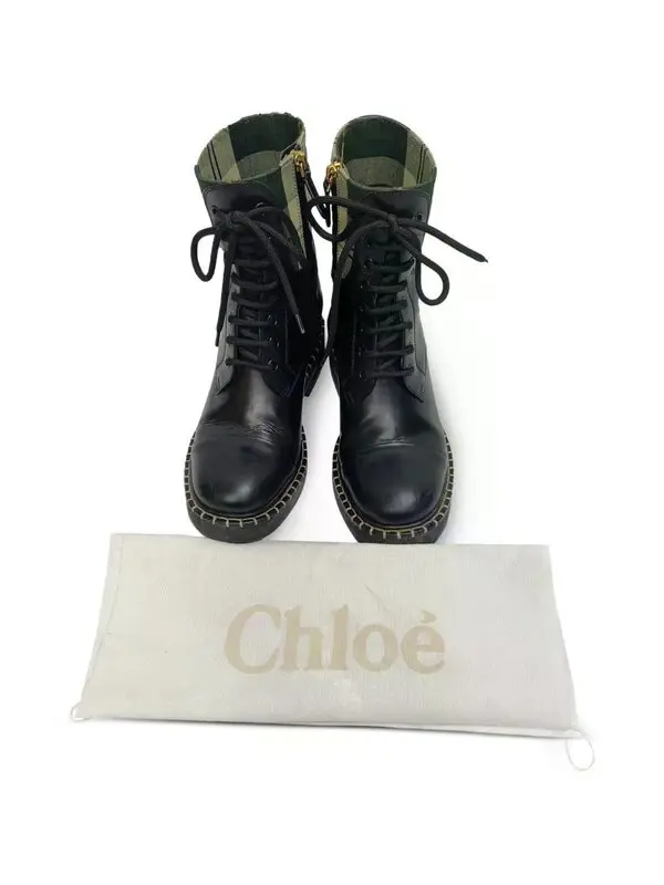 Chloé Check-print Combat Boots