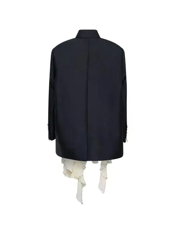 YCH Double-breasted Blazer With Ruffled Detail