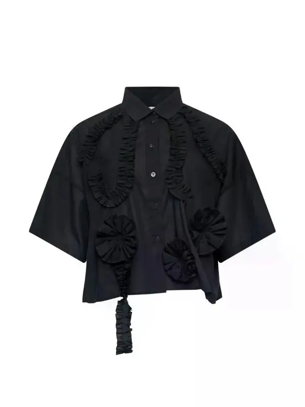 ENFOLD Ruffle-appliqué Crop Shirt