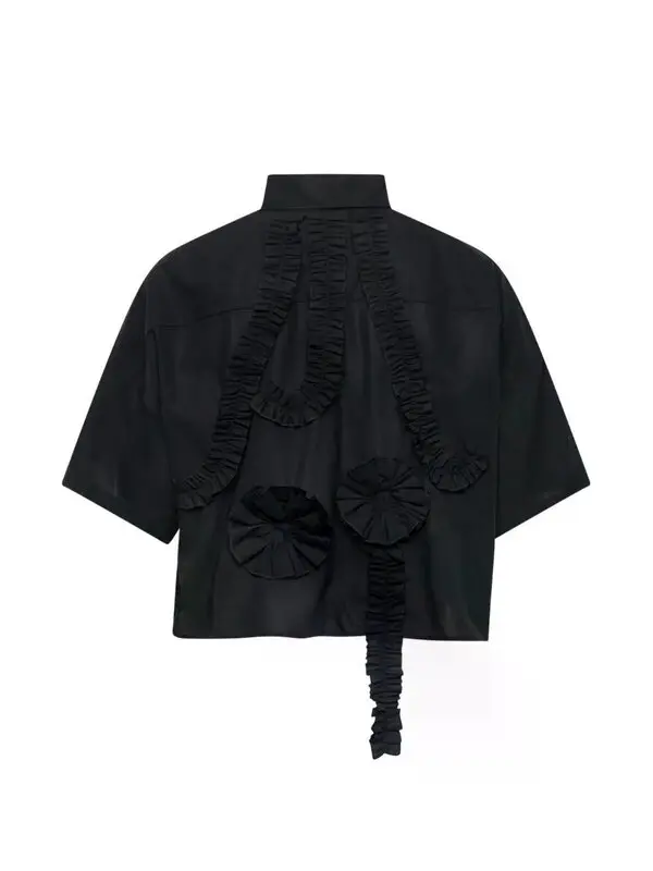 ENFOLD Ruffle-appliqué Crop Shirt
