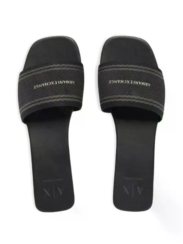 Armani Exchange Logo-print Sandals - Black