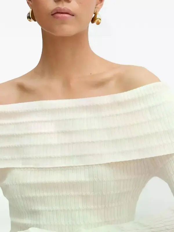 Marella Off-the-shoulder Ribbed Sweater - Neutrals