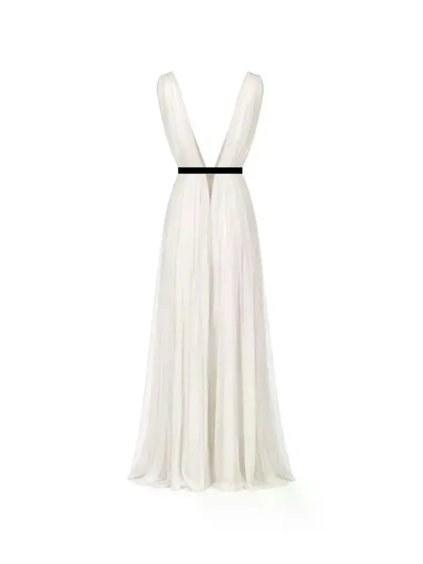 ROSERRY Pleated Tulle Maxi Dress - White