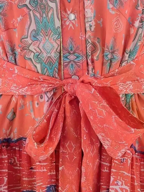 PEP'S Geometric-print Ruffled Dress