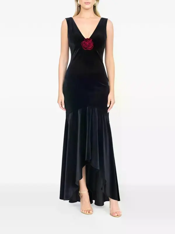 ROSERRY Rose-appliqué High-low Dress