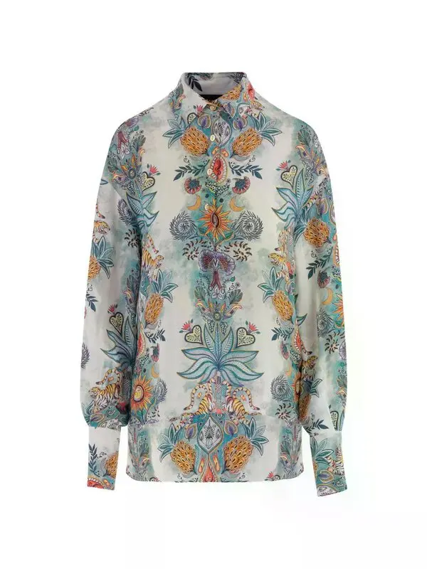 Just Cavalli Botanical-print Long-sleeve Shirt