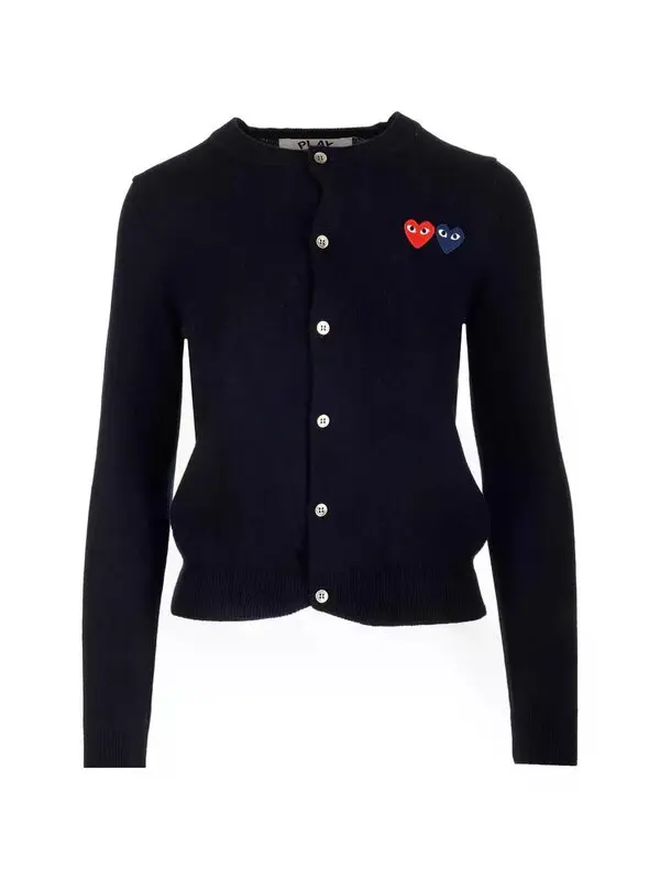 Play Comme Des Garcon Heart-patch Cardigan - Blue