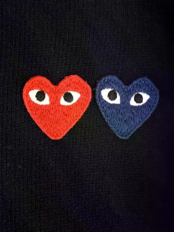 Play Comme Des Garcon Heart-patch Cardigan - Blue