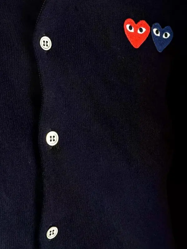 Play Comme Des Garcon Heart-patch Cardigan - Blue