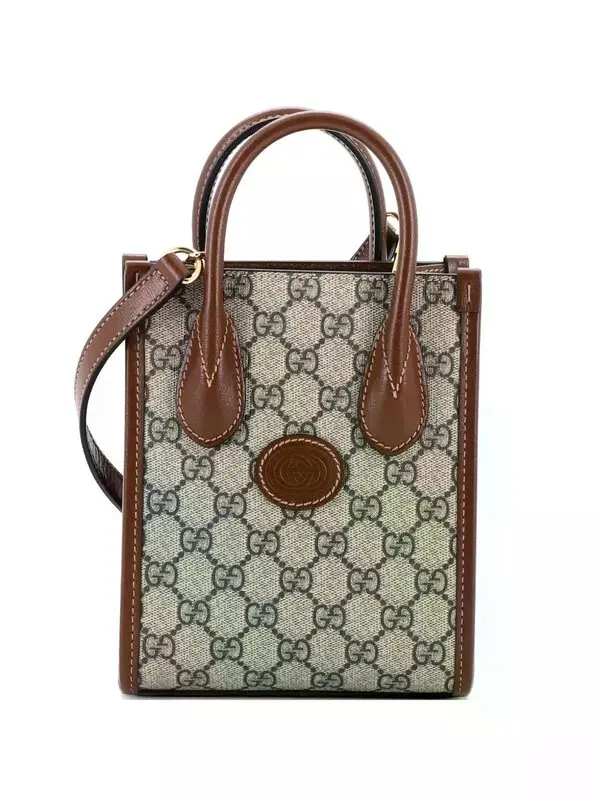 Gucci Interlocking G Patch Mini Satchel - Brown