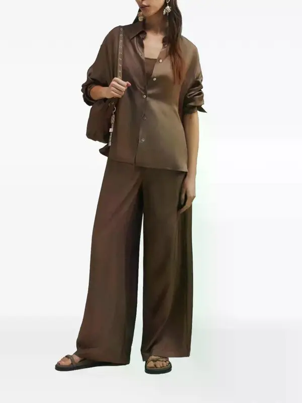 Marella Elasticated-waistband Silk Trousers - Brown