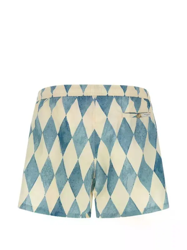 BALLANTYNE Diamond-print Drawstring Swim Shorts - Blue