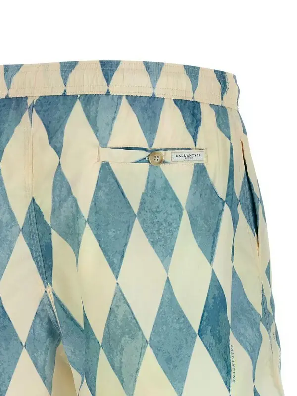 BALLANTYNE Diamond-print Drawstring Swim Shorts - Blue
