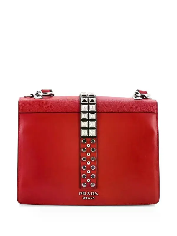 Prada Monochrome Elektra Studded Leather Medium Shoulder Bag