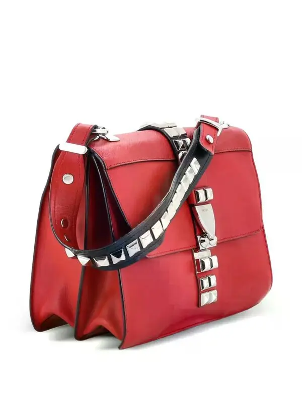 Prada Monochrome Elektra Studded Leather Medium Shoulder Bag
