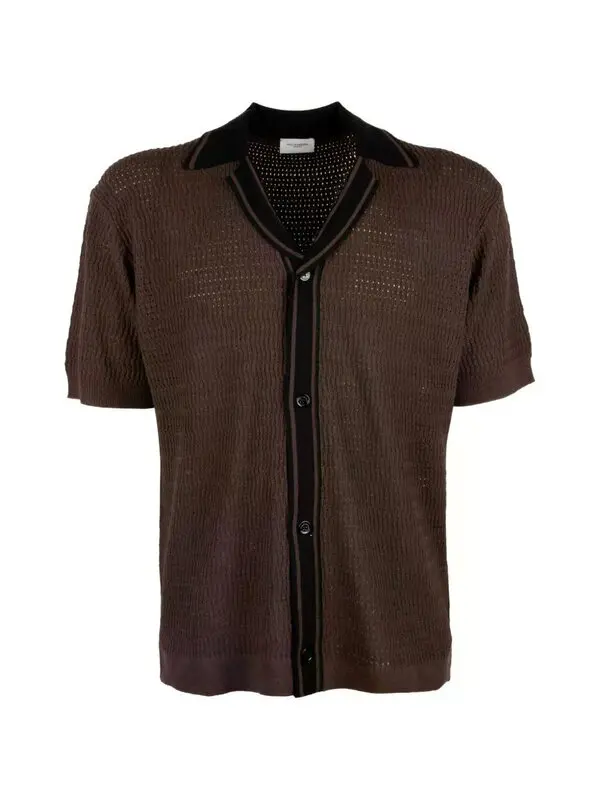 PAOLO PECORA Open-knit Button-up Shirt - Brown