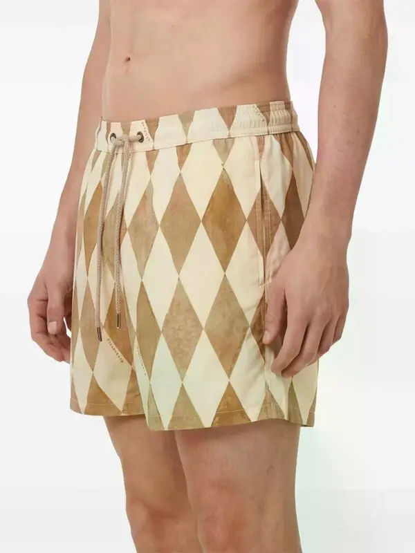 BALLANTYNE Diamond-pattern Swim Shorts - Neutrals