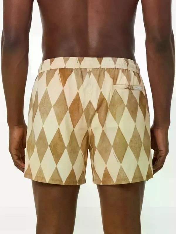 BALLANTYNE Diamond-pattern Swim Shorts - Neutrals