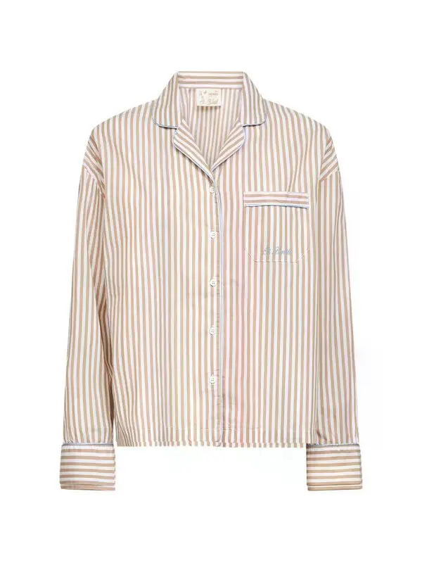 MC2 SAINT BARTH Striped Shirt With Piping Detail - Neutrals
