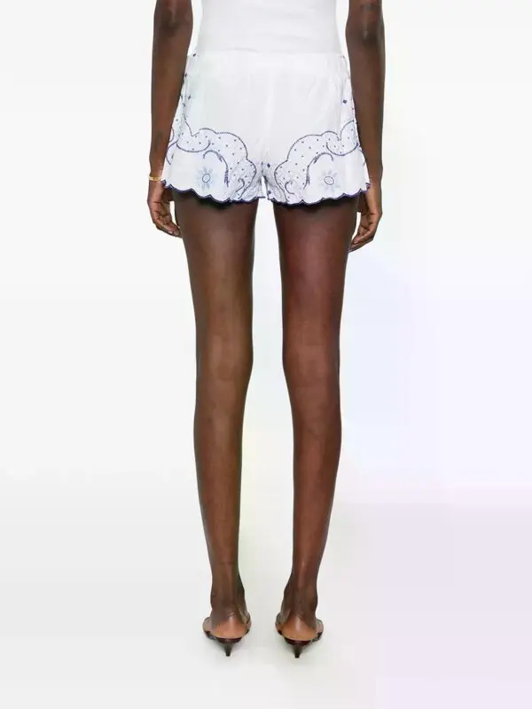 ORSINA Embroidered Scalloped-edge Mini Shorts