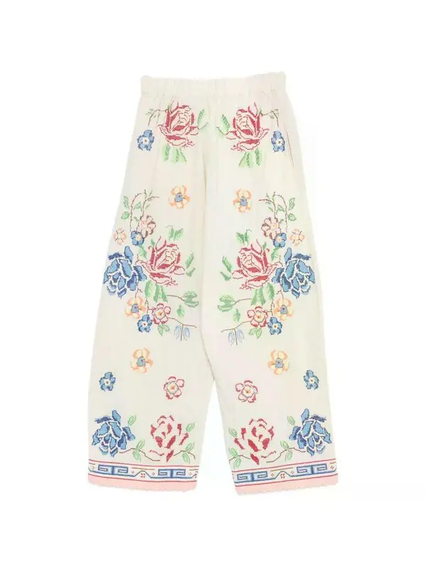 ORSINA Cross-stitch Embroidered Palazzo Pants